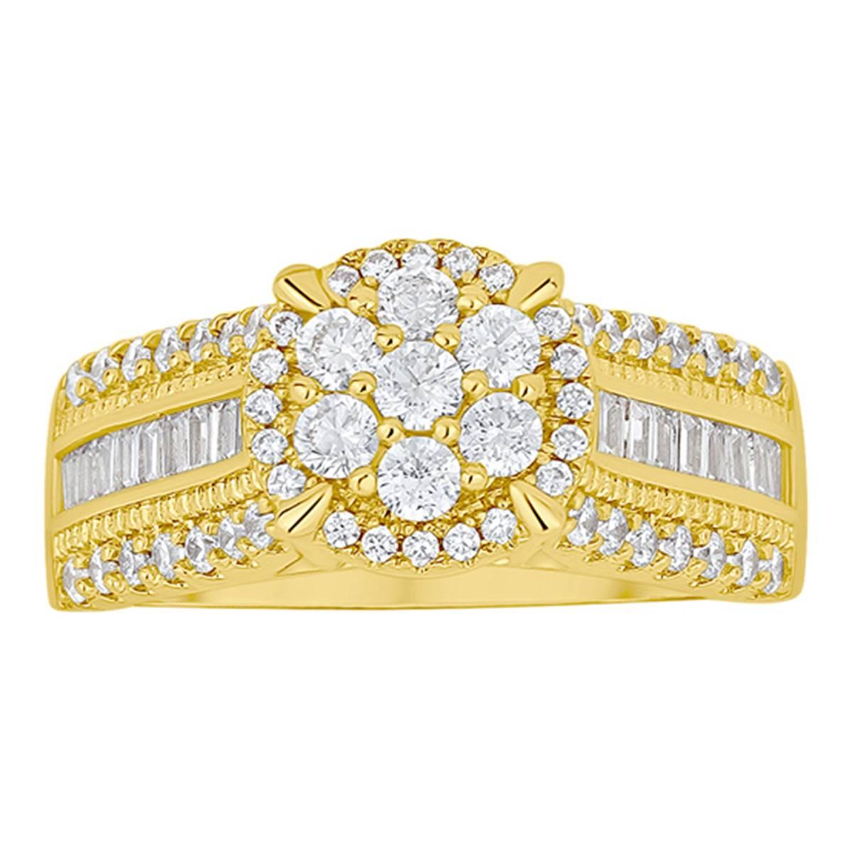 Click here for Marsala Gold Plated Lab Grown Diamond & CZ Halo Ri... prices