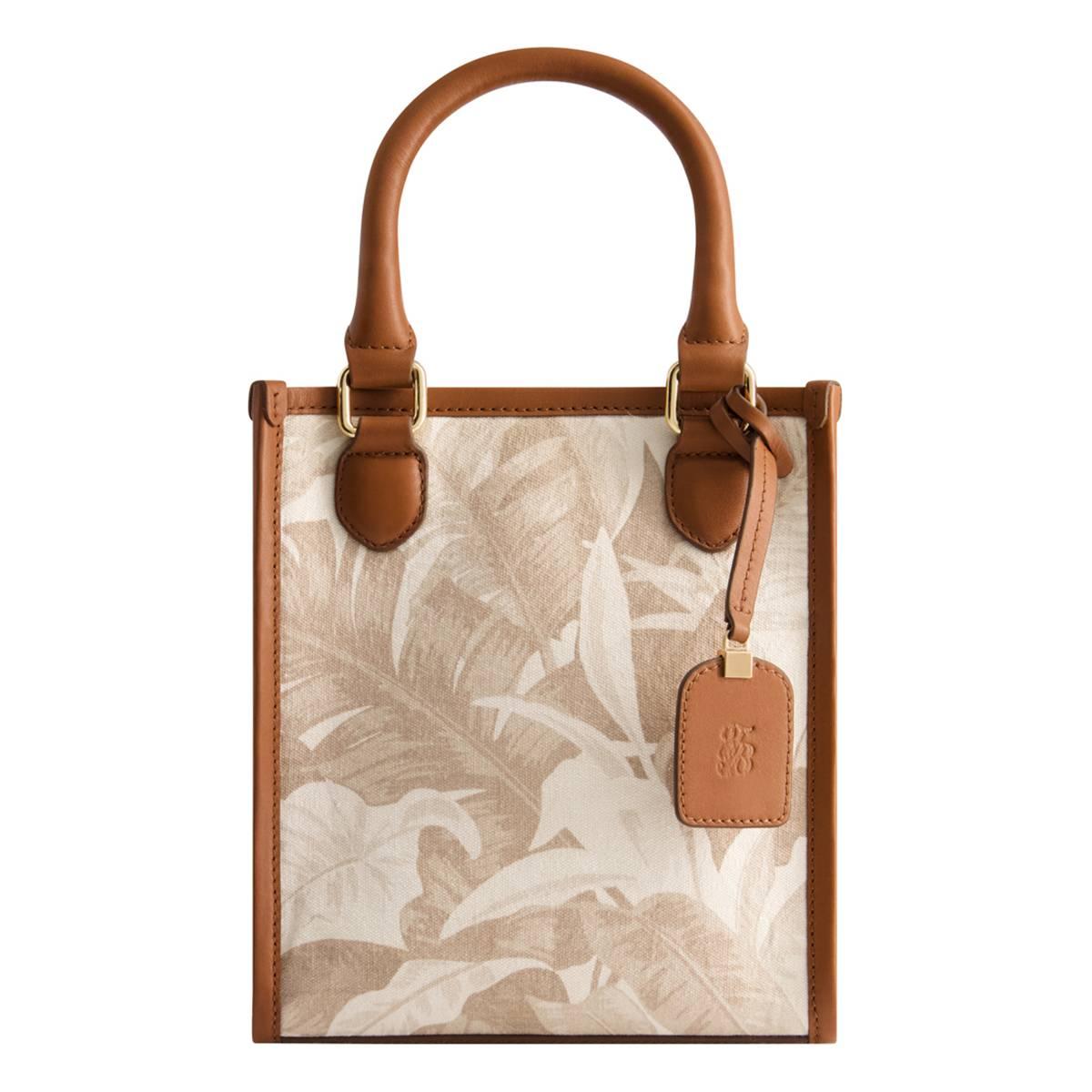 Click here for Tommy Bahama Leather Trim Floral North South Tote prices