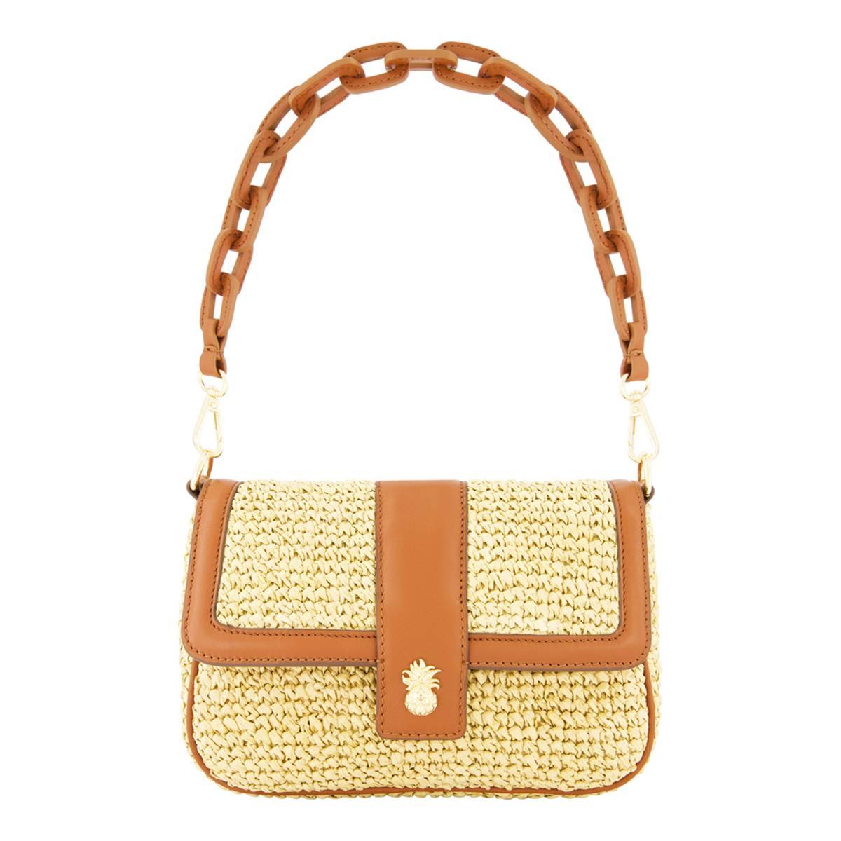 Click here for Tommy Bahama Raffia Flap Bag w/ Double Leather Str... prices