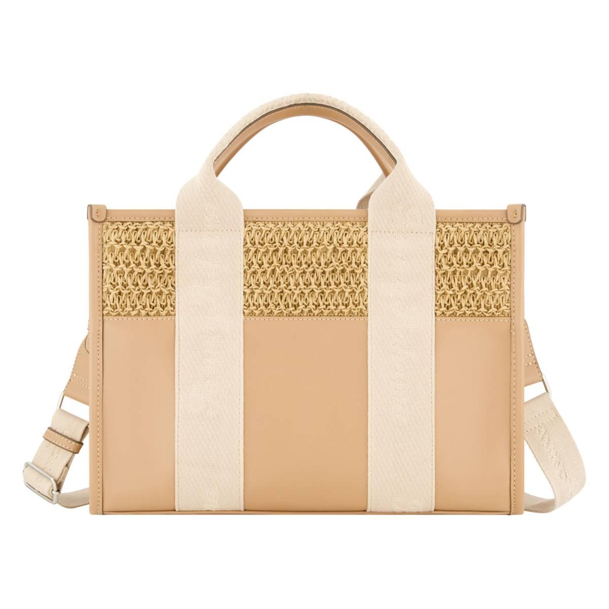 Click here for Tommy Bahama Raffia/PU Logo Webbing Modern Tote prices