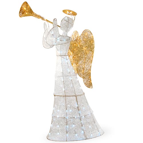 National Tree Company 60 Led Crystal Trumpeting Angel With Halo - White