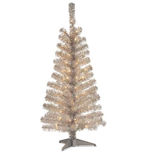 Click here for National Tree 4ft. Silver Tinsel Tree with Clear L... prices