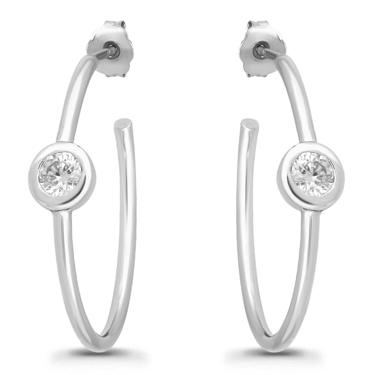 Click here for Designs By FMC Sterling Silver Round Bezel CZ Hoop... prices