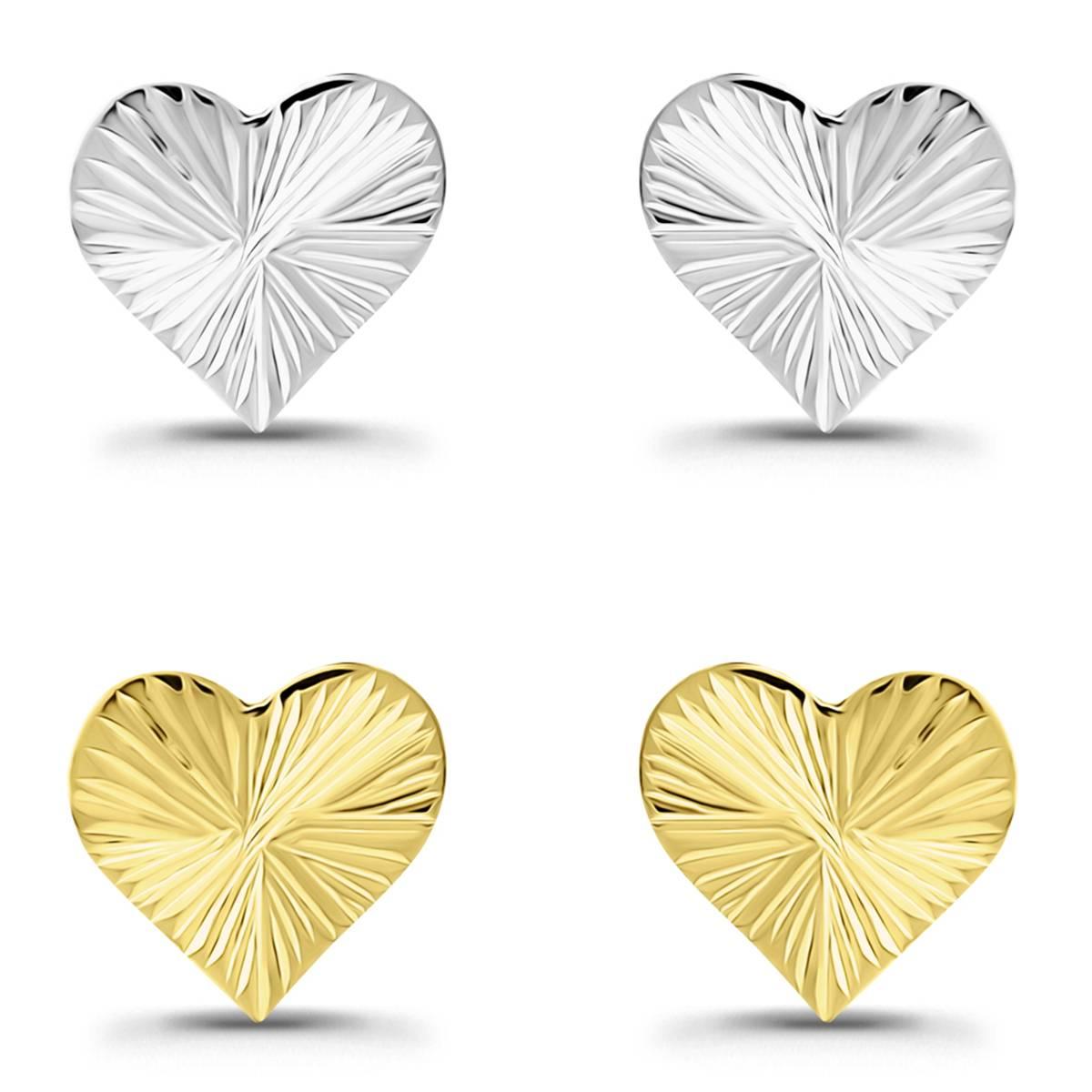 Click here for Designs by FMC Two-Tone  2pr. Etched Heart Stud Ea... prices