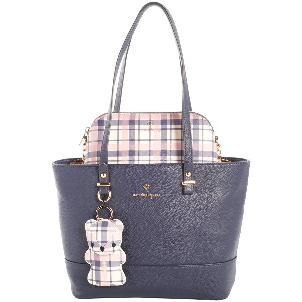 Click here for Nanette Lepore Gillian Solid Tote w/ Plaid Teddy B... prices