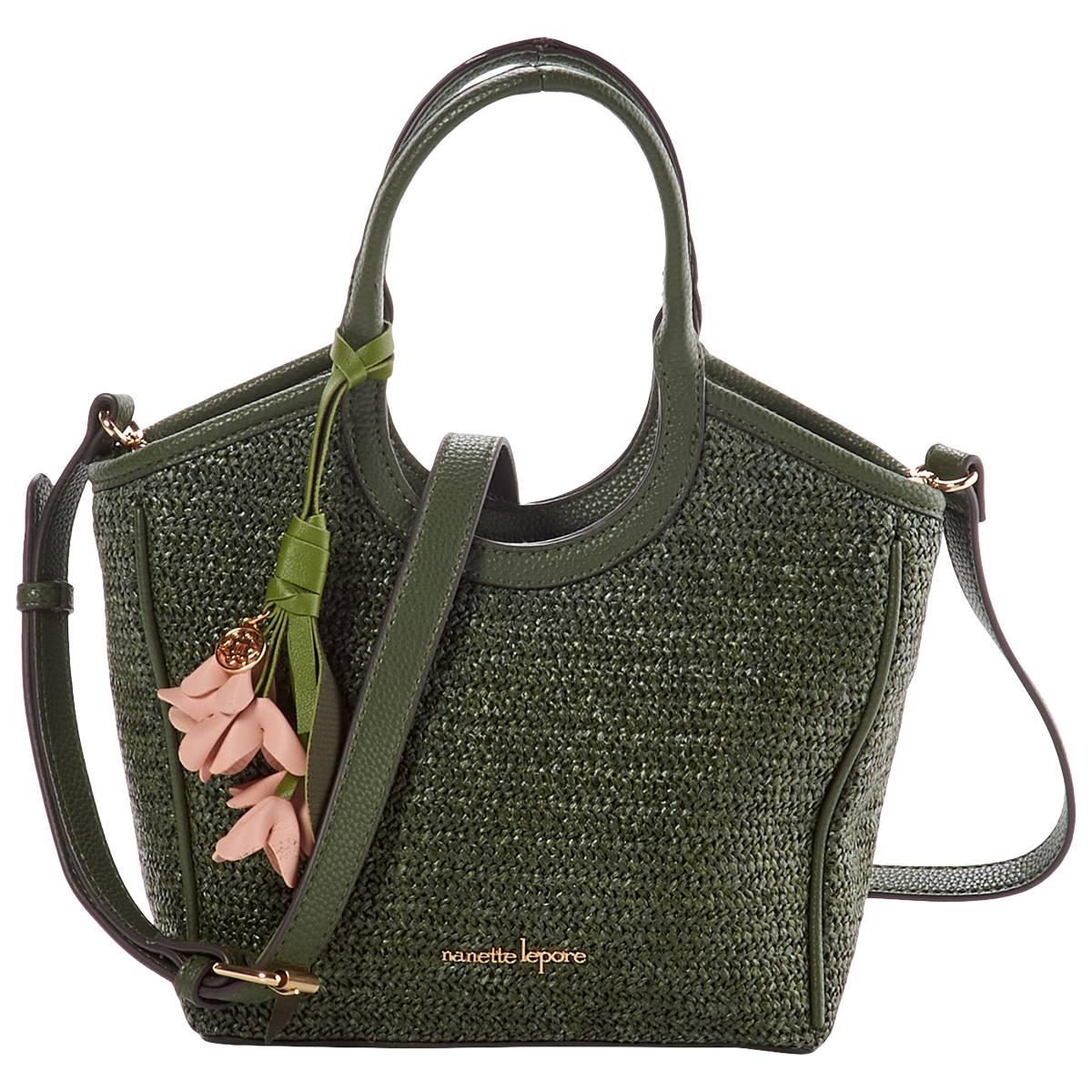 Click here for Nanette Lepore Junne Tulip Charm Straw Satchel prices