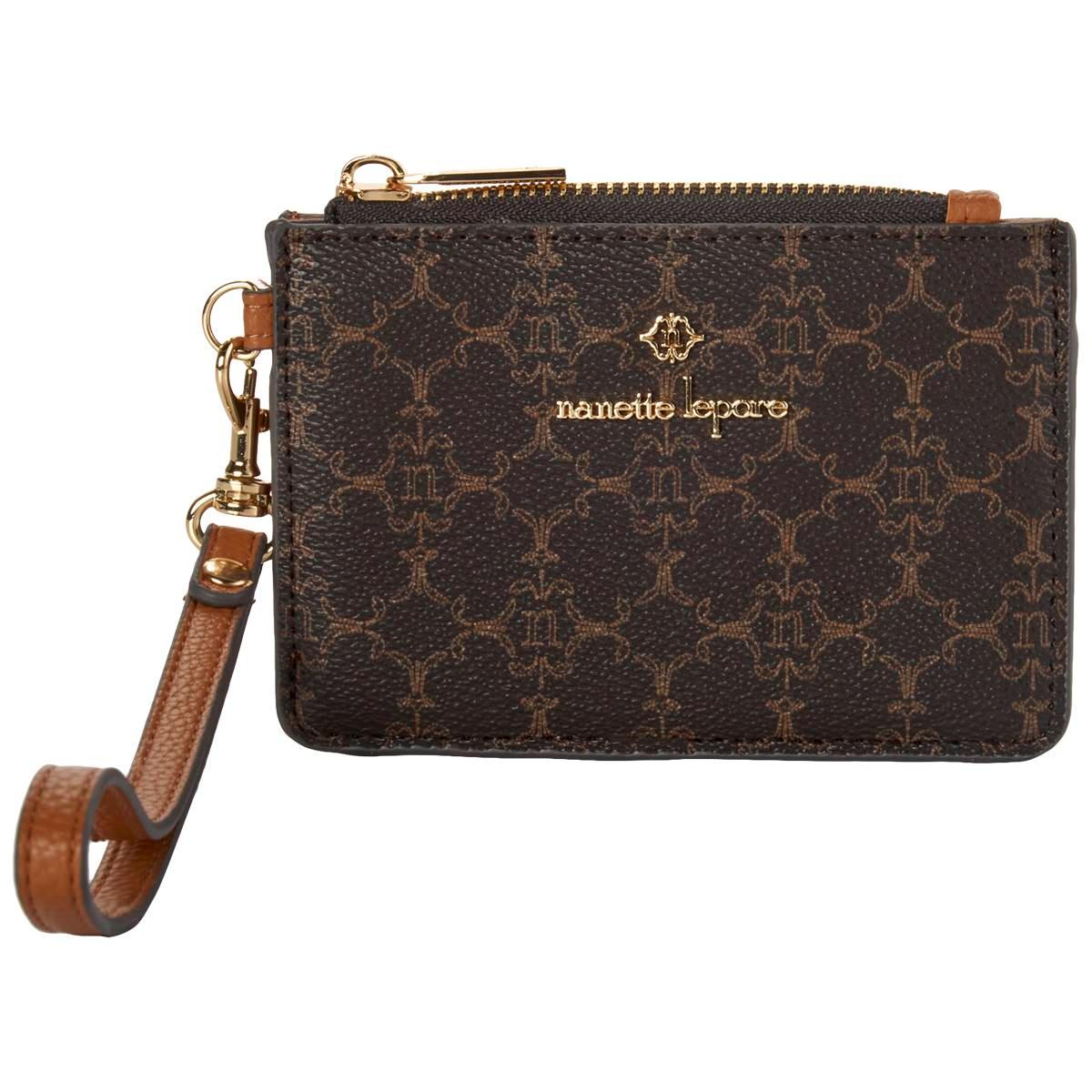 Click here for Womens Nanette Lepore Becki Logo Top Zip Card Wris... prices