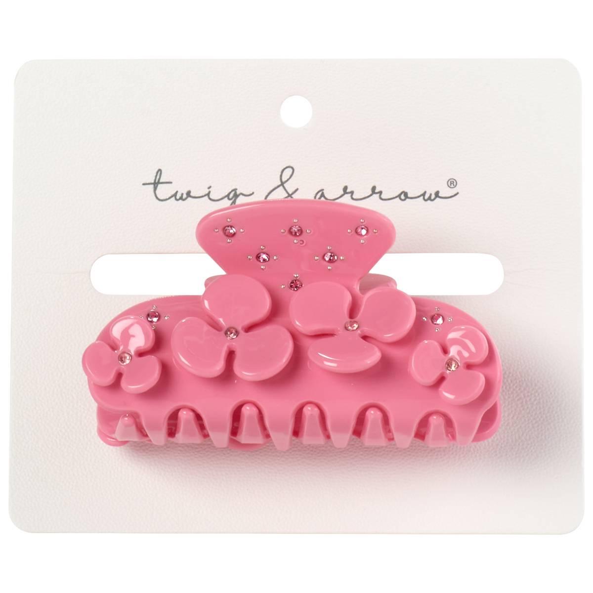 Click here for Womens Twig & Arrow Pink Floral Claw Clip prices
