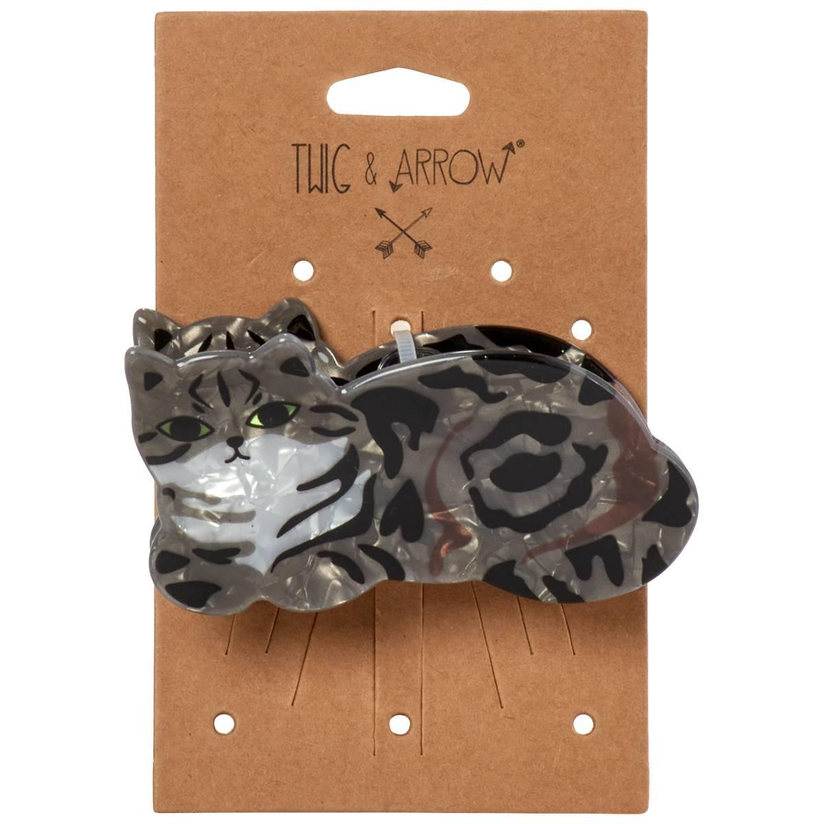 Click here for Womens Twig & Arrow Cat Hair Claw Clip - Grey/Blac... prices