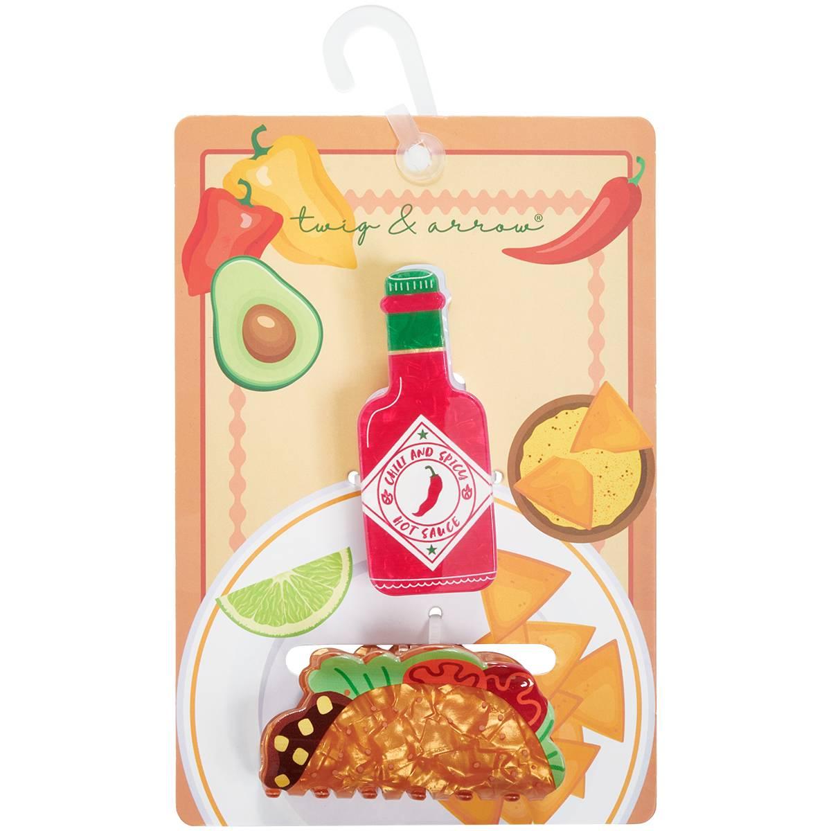 Click here for Womens Twig & Arrow 2pk. Taco/Hot Sauce Claw Clips prices