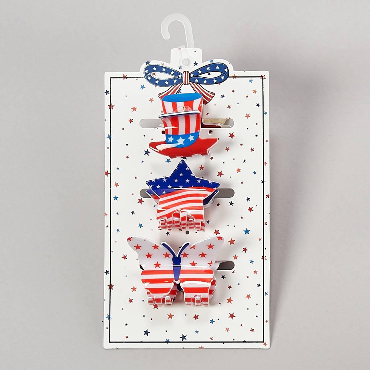 Click here for Womens Fantasia 3pk. Americana Claw Clips prices