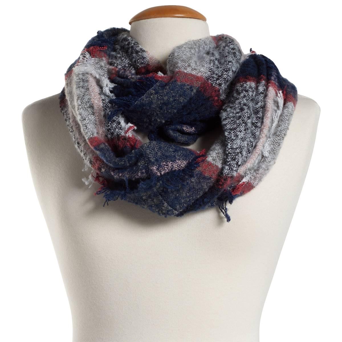 Click here for Womens Lulu Large Plaid Infinity Scarf - Navy prices