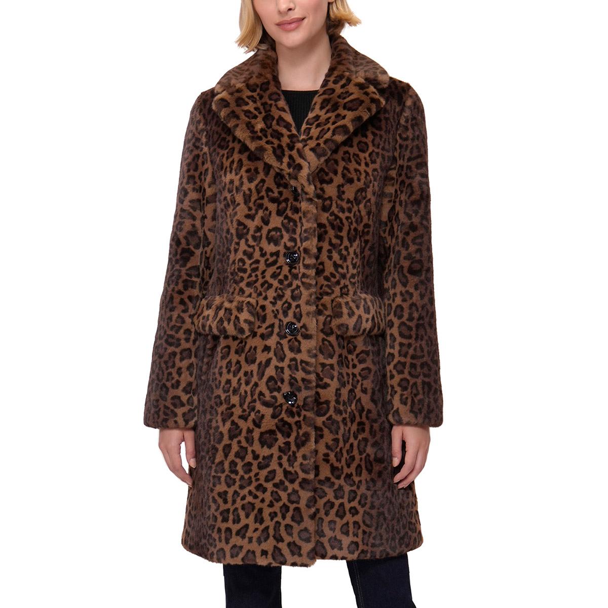 Click here for Womens Jones New York Long Leopard Faux Fur Coat w... prices