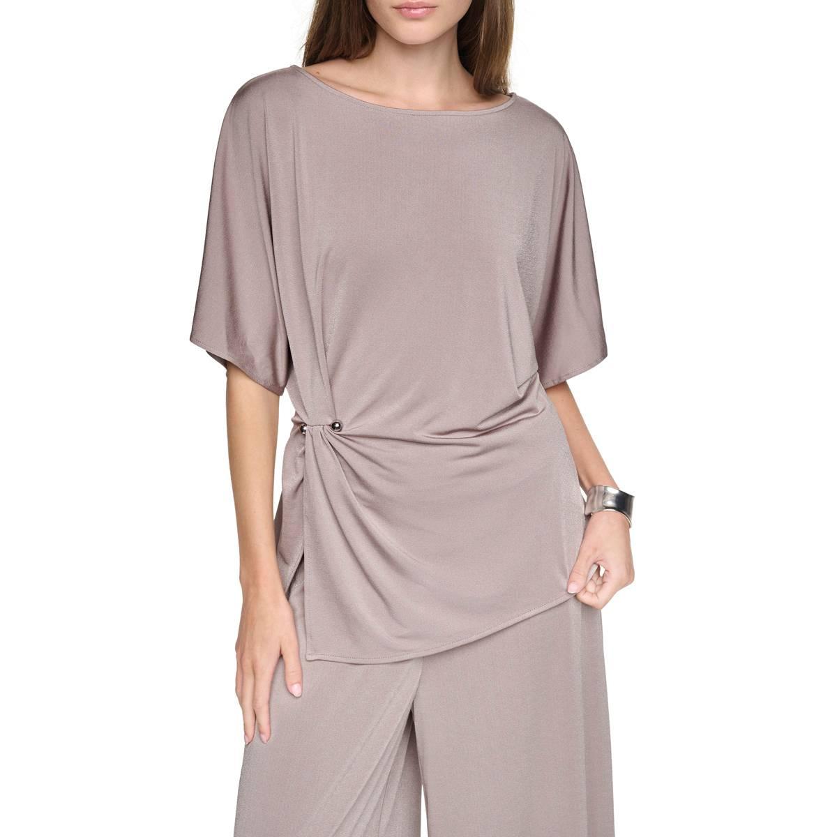 Click here for Womens Halston Elbow Sleeve Solid Side Cinch Blous... prices