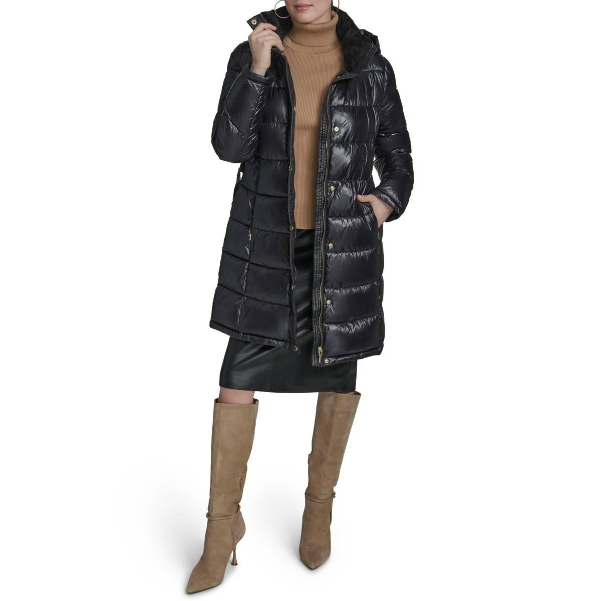 Click here for Womens Halston Packable Puffer Coat with Belt prices