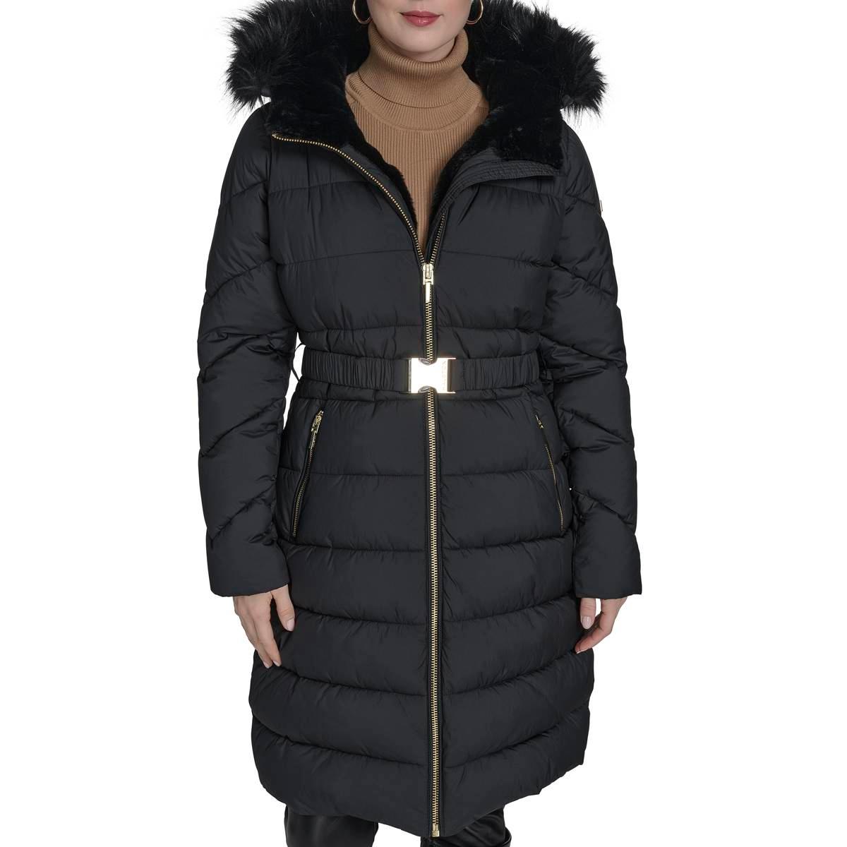 Click here for Womens Halston Puffer Coat with Faux Fur Hood prices