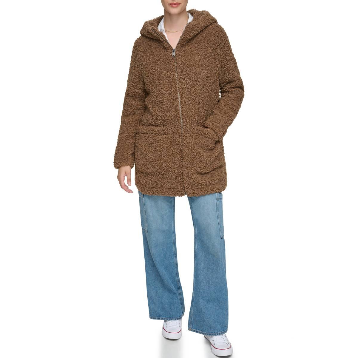 Womens Marc New York Sherpa Jacket With Hood