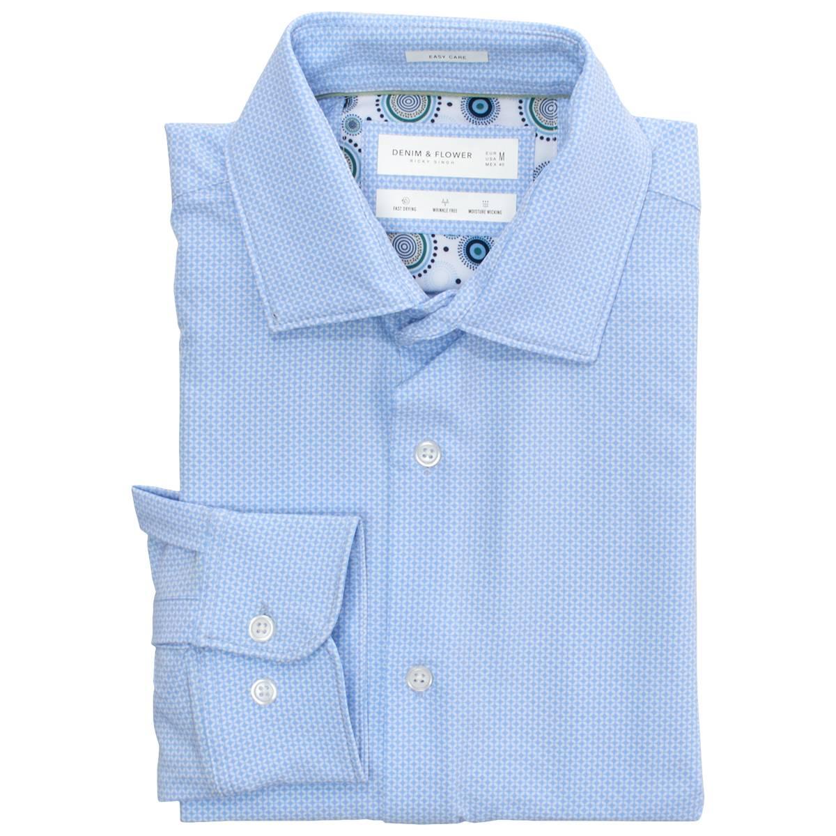 Click here for Mens Denim & Flower Geometric Dress Shirt - Light... prices