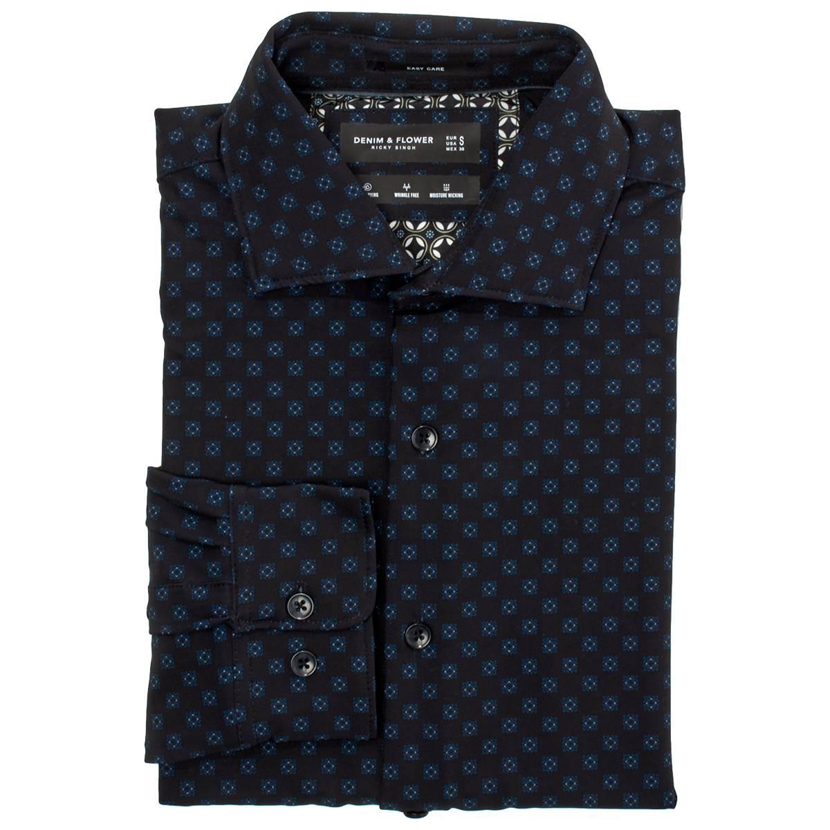 Click here for Mens Denim & Flower Floral Long Sleeve Dress Shirt... prices