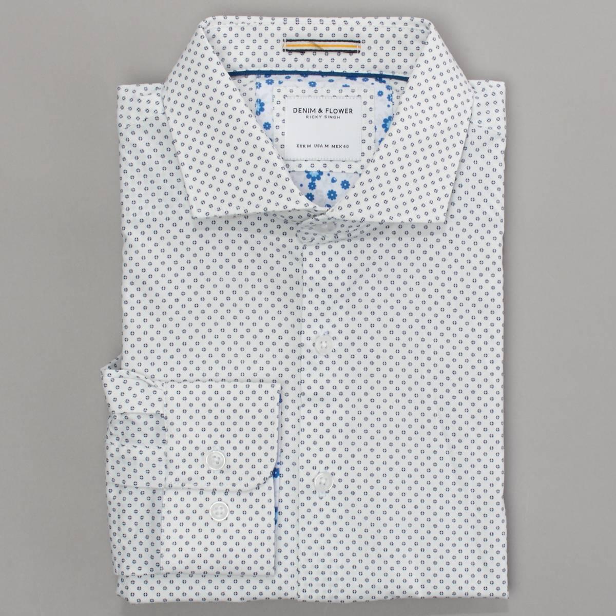 Click here for Mens Denim & Flower Long Sleeve Dress Shirt - Whit... prices