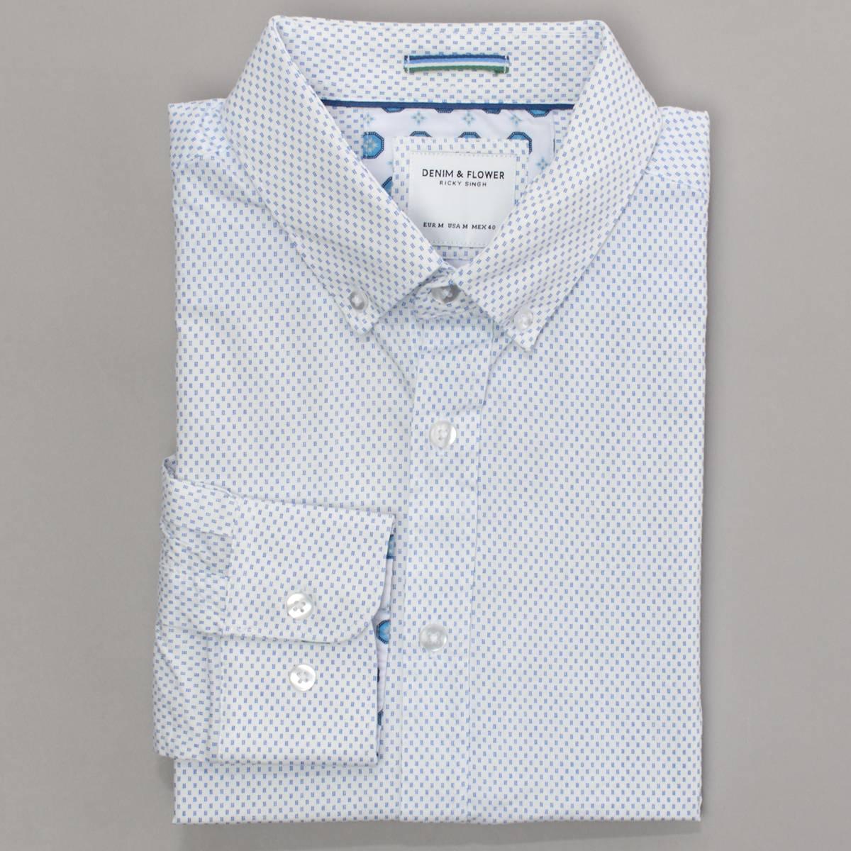 Click here for Mens Denim & Flower Long Sleeve Dress Shirt - Whit... prices