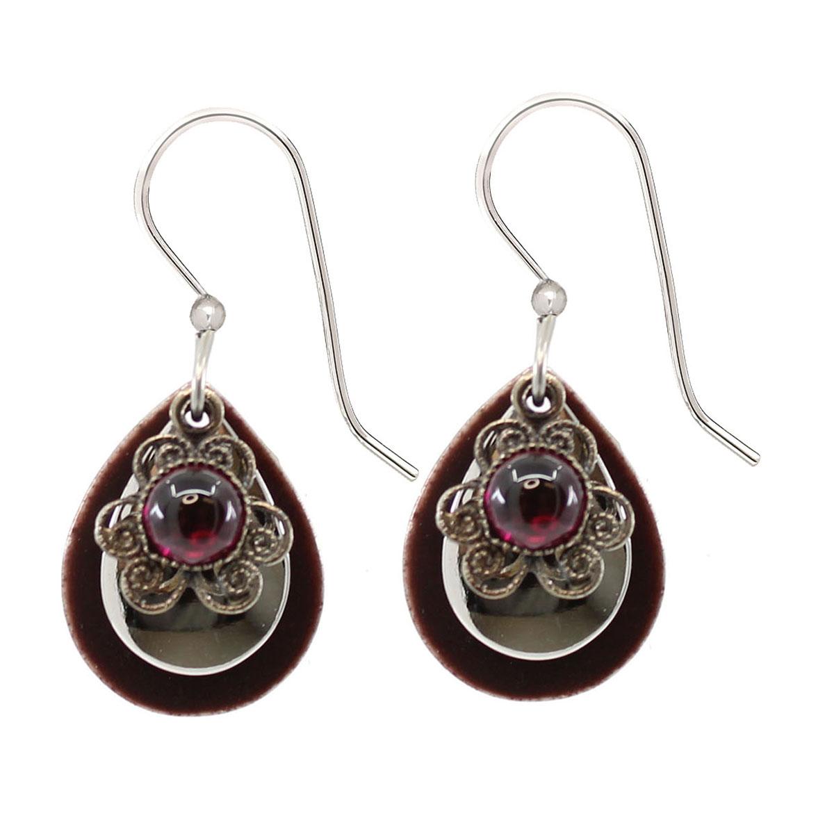 Click here for Silver Forest Layered Teardrop Drop Earrings with... prices