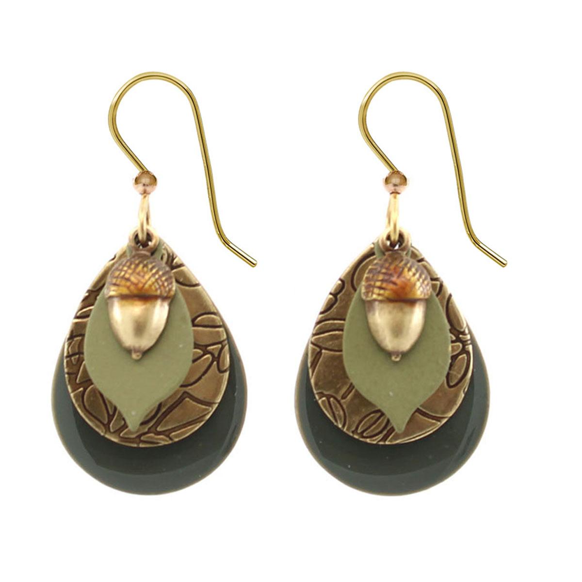 Click here for Silver Forest Gold-Tone Layered Teardrops Acorn Ea... prices