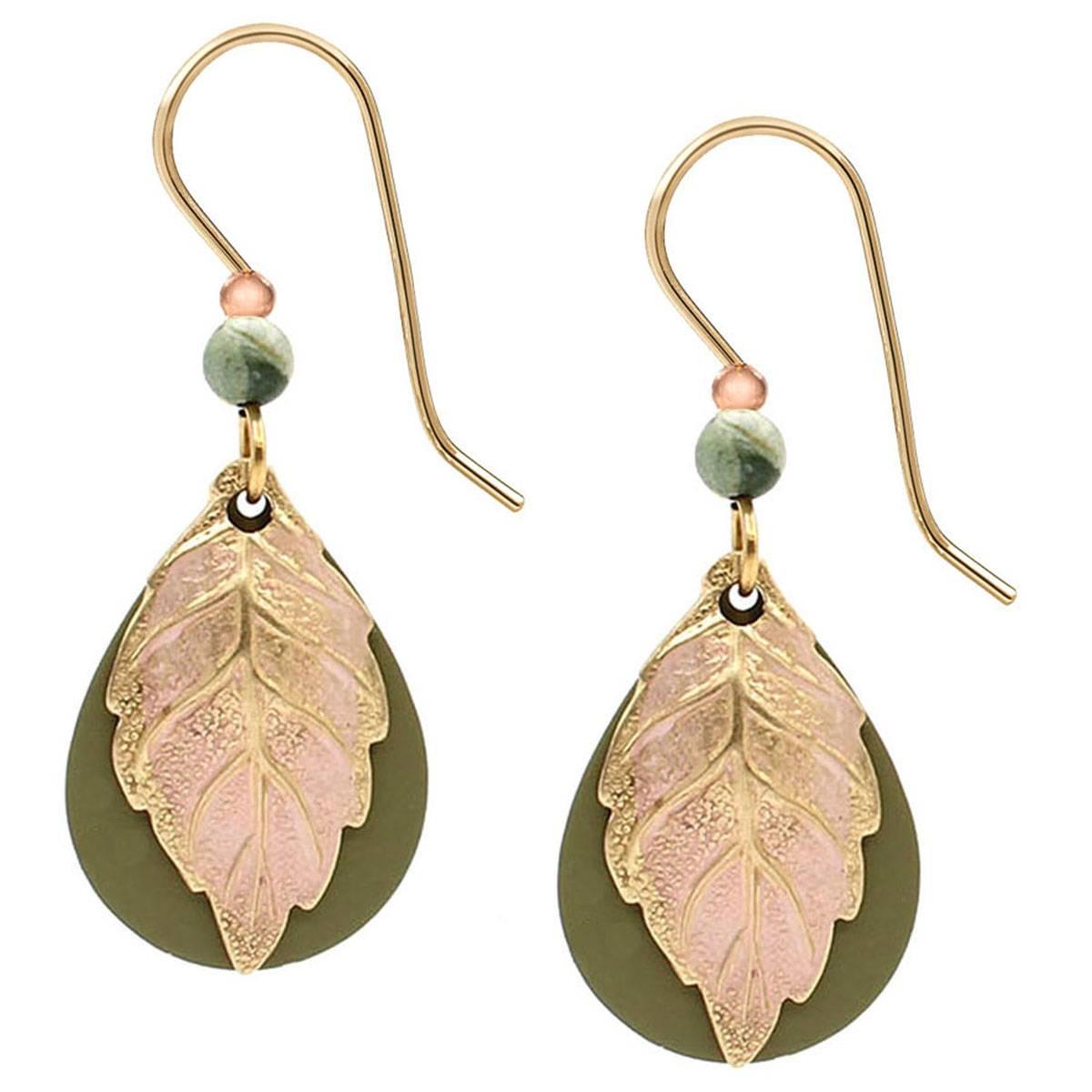 Click here for Silver Forest Gold-Tone Layered Leaf Teardrop Earr... prices