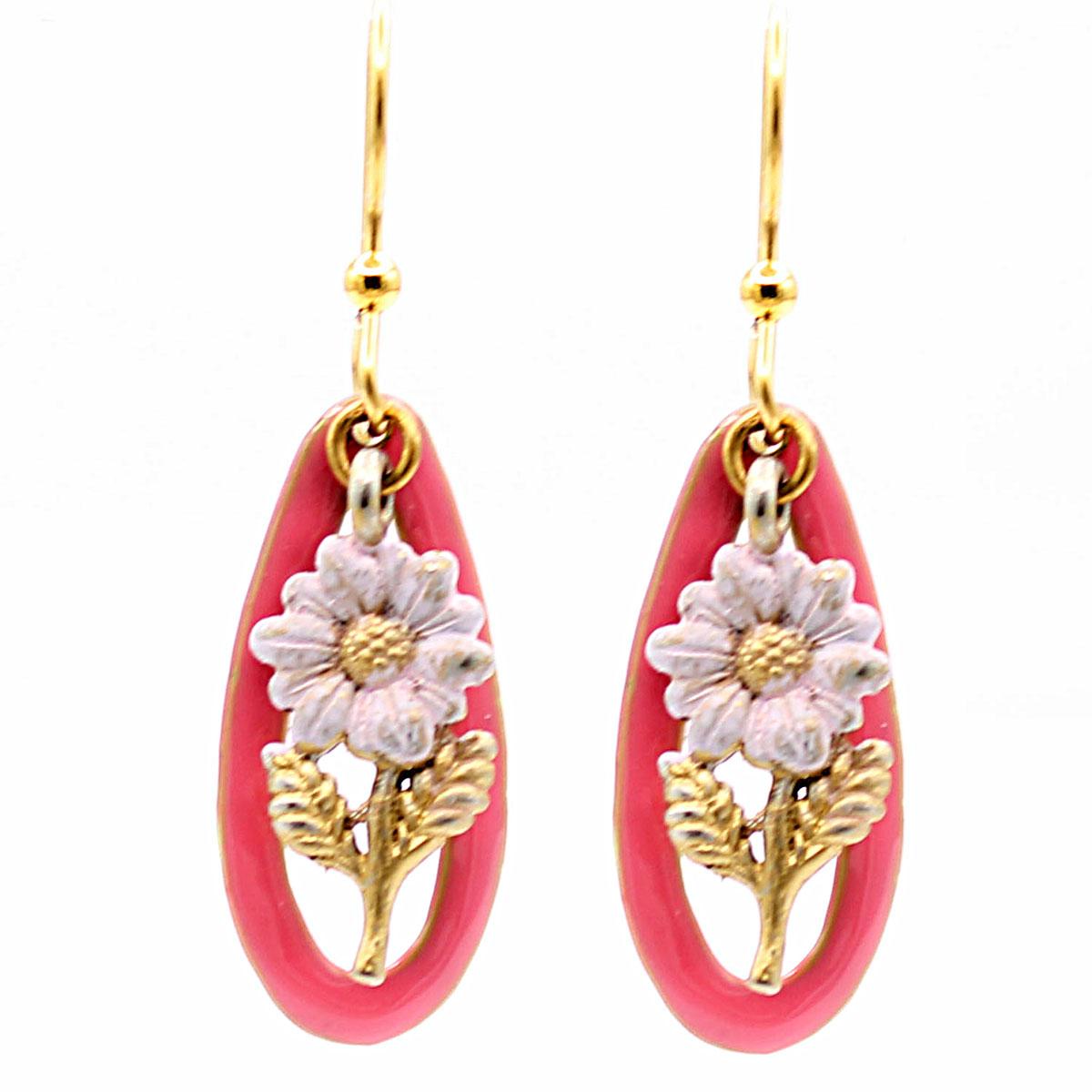 Click here for Silver Forest Flower Elongated Teardrop Earrings -... prices