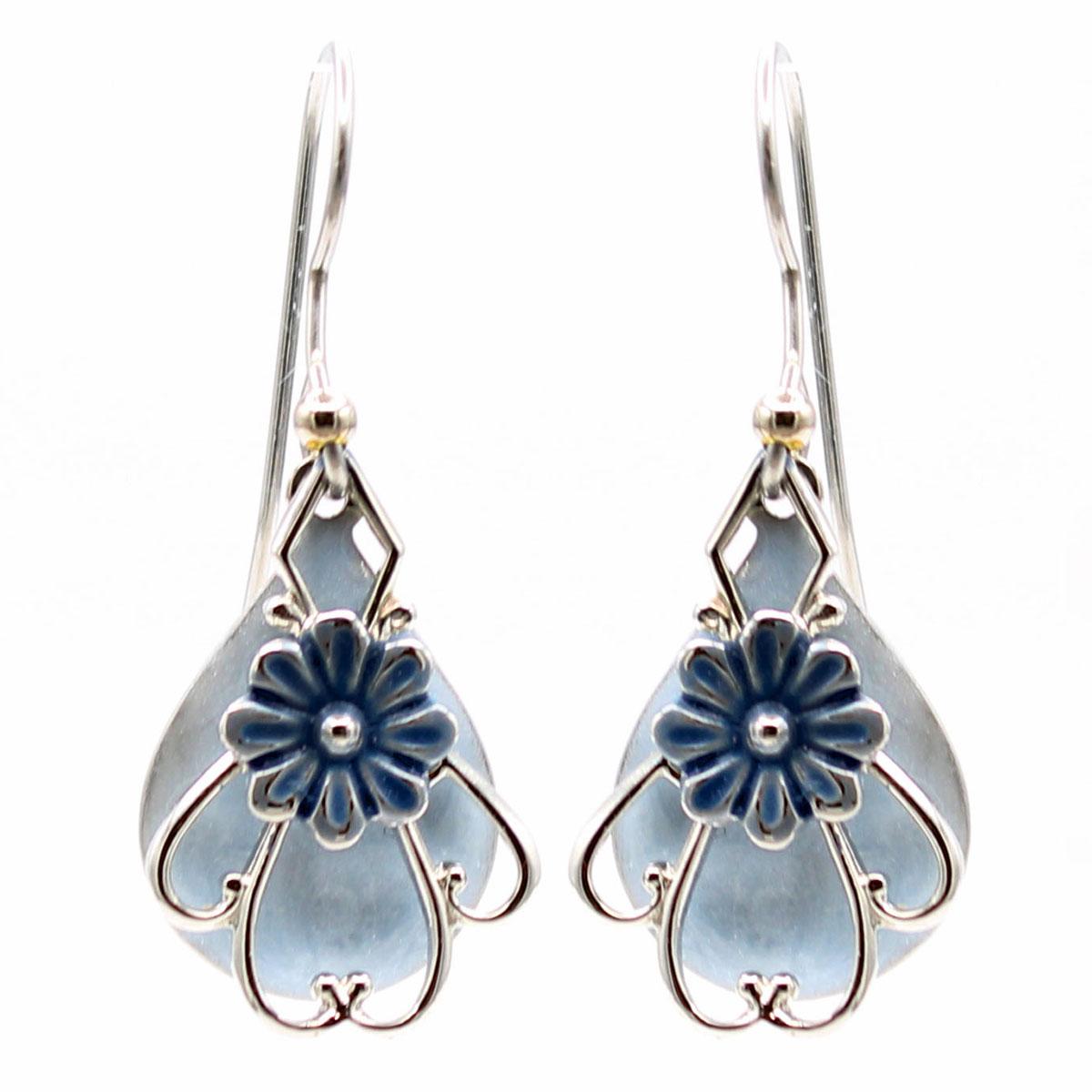 Click here for Silver Forest Flower Filigree Teardrop Earrings -... prices