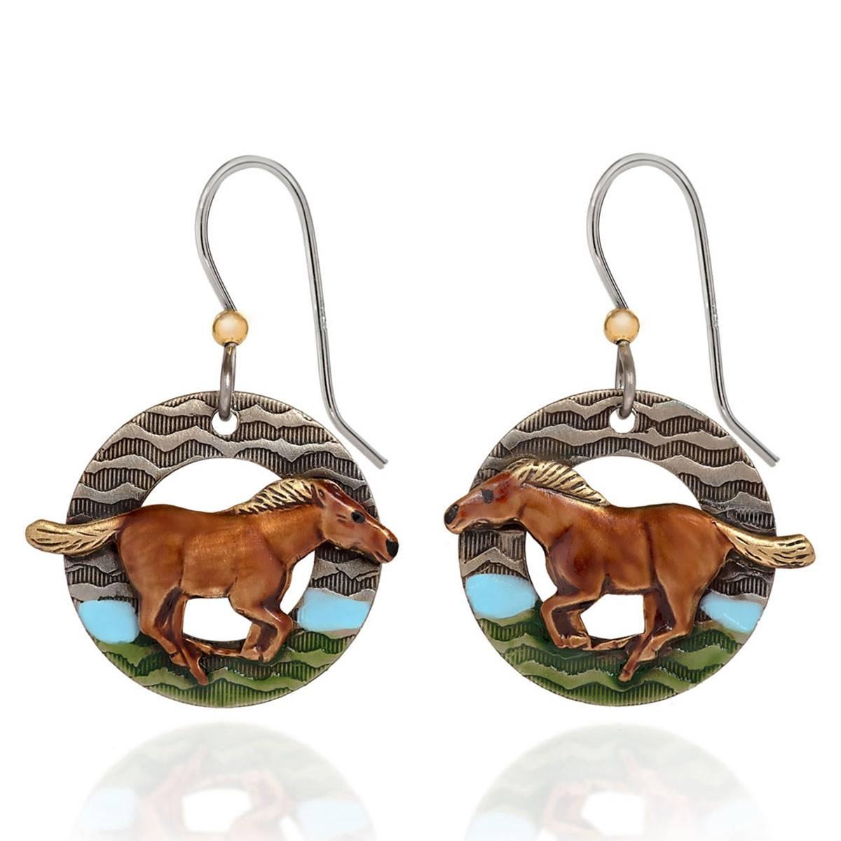 Click here for Silver Forest Silver-Tone Horse in Field Drop Earr... prices
