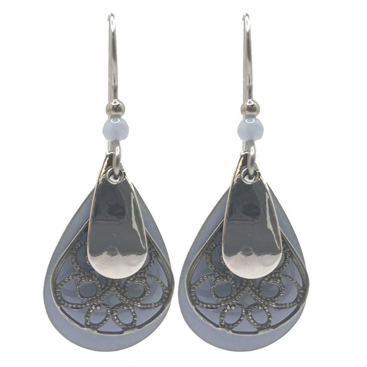 Click here for Silver Forest Silver-Tone Layered Filigree Drop Ea... prices