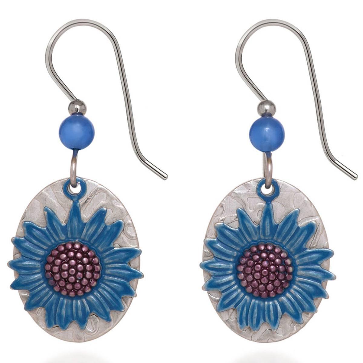 Click here for Silver Forest Silver-Tone Cornflower Oval  Earring... prices