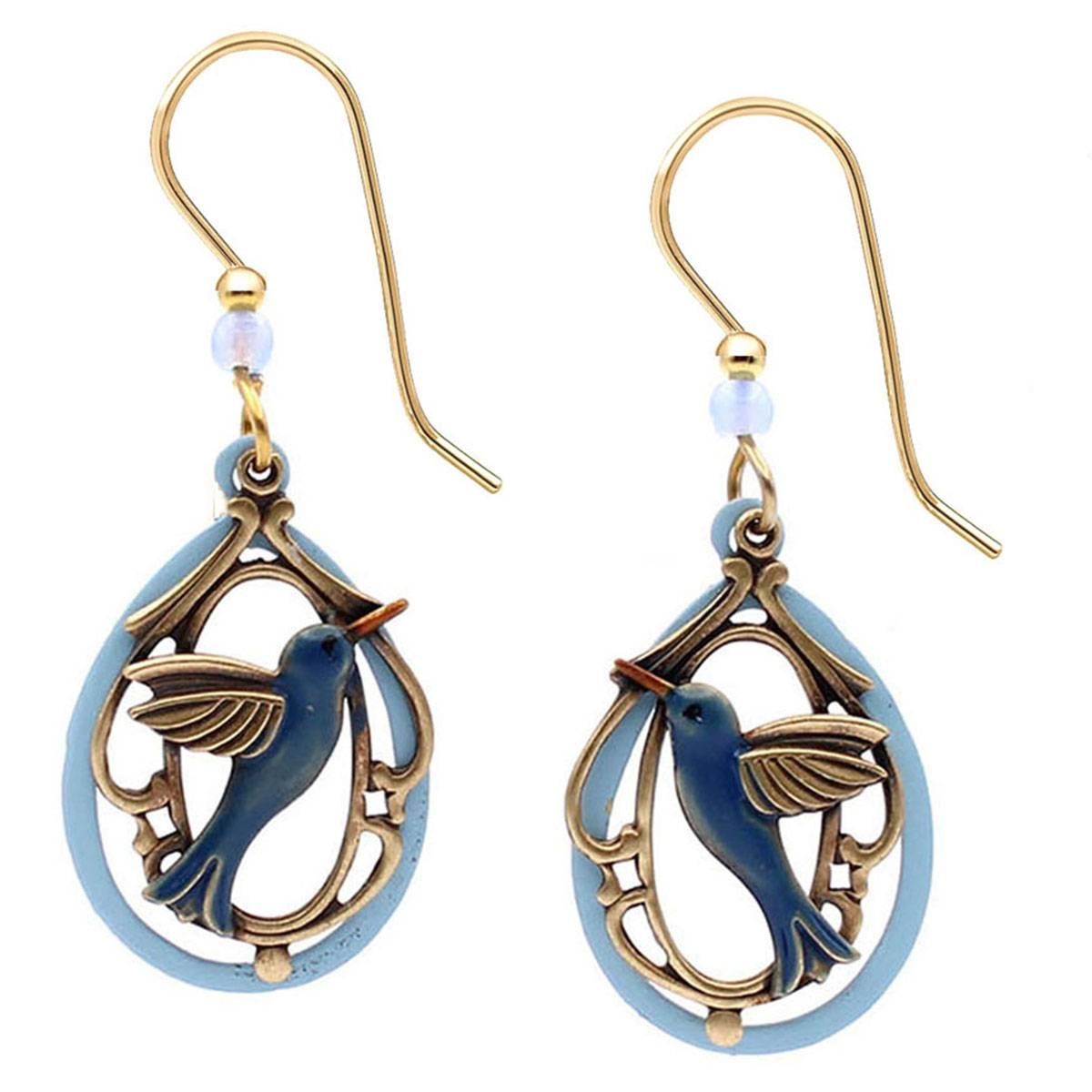 Click here for Silver Forest Gold-Tone Blue Hummingbird Earrings prices