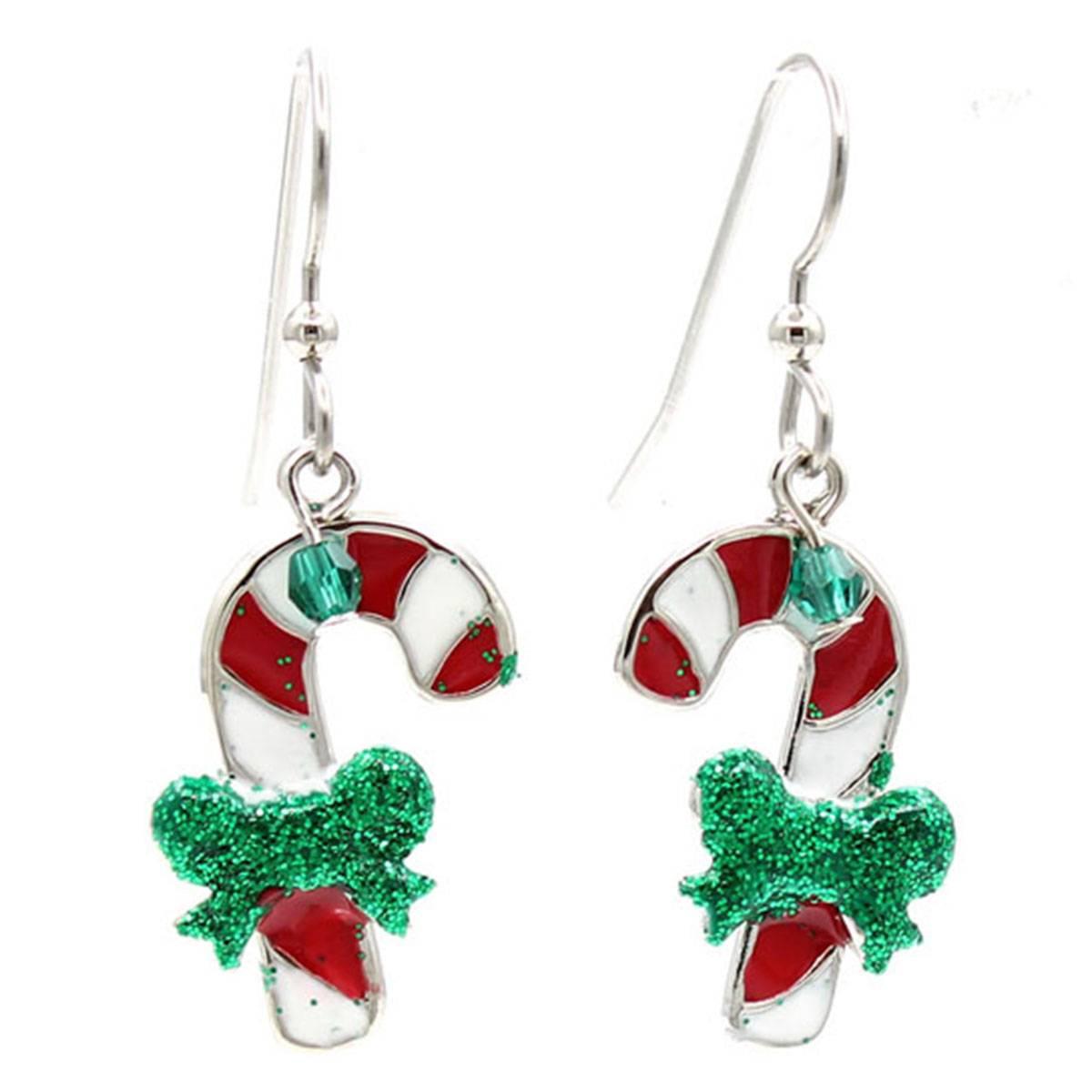 Click here for Silver Forest Silver-Tone Candy Cane with Green Bo... prices