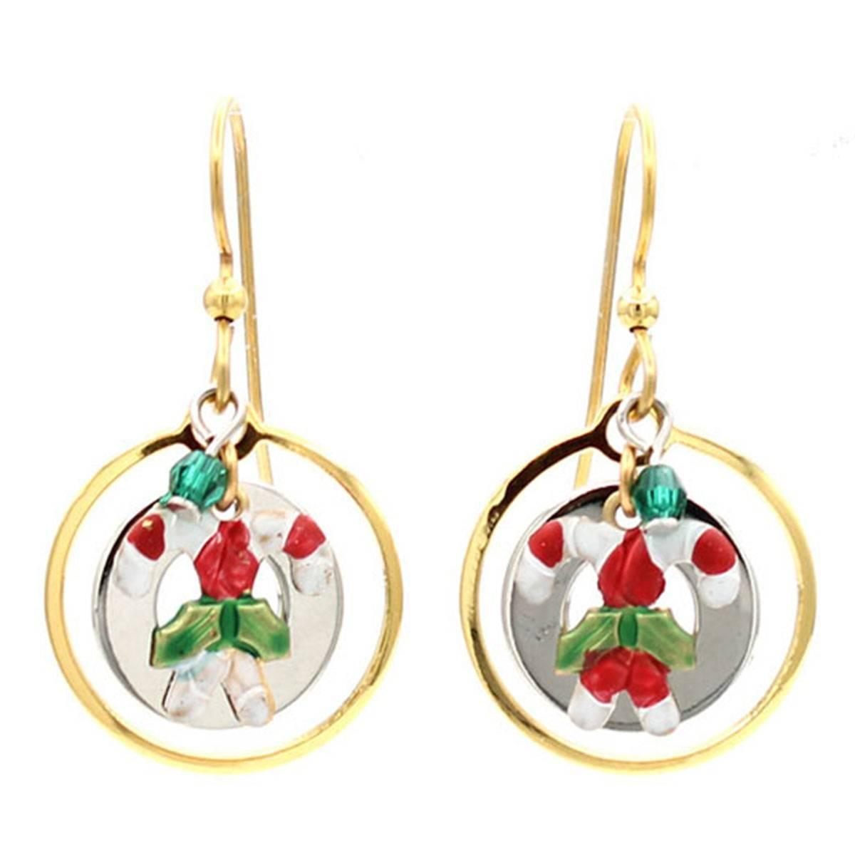 Click here for Silver Forest Gold-Tone Candy Cane Charm Open Circ... prices