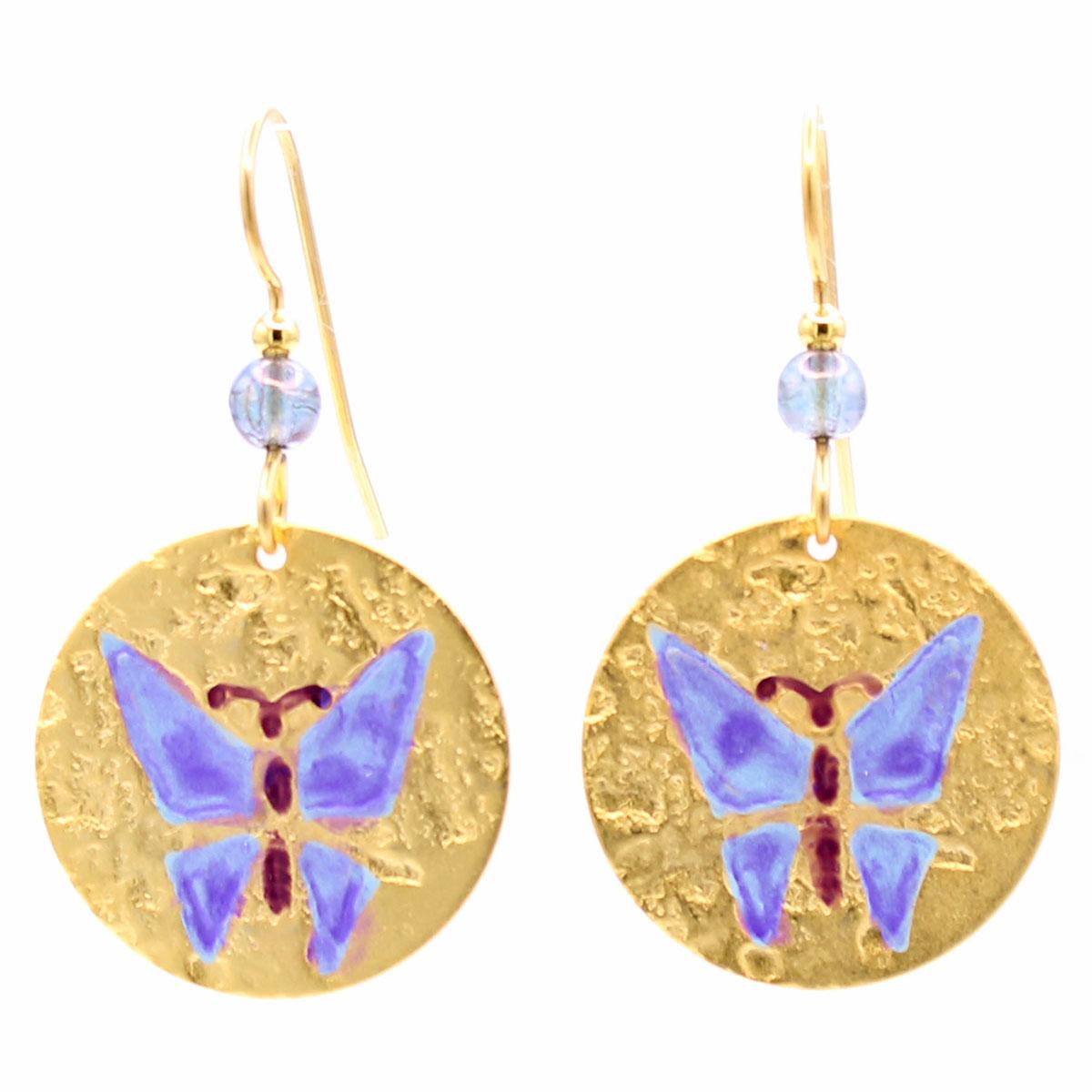 Click here for Silver Forest Butterfly Disc Drop Earrings prices
