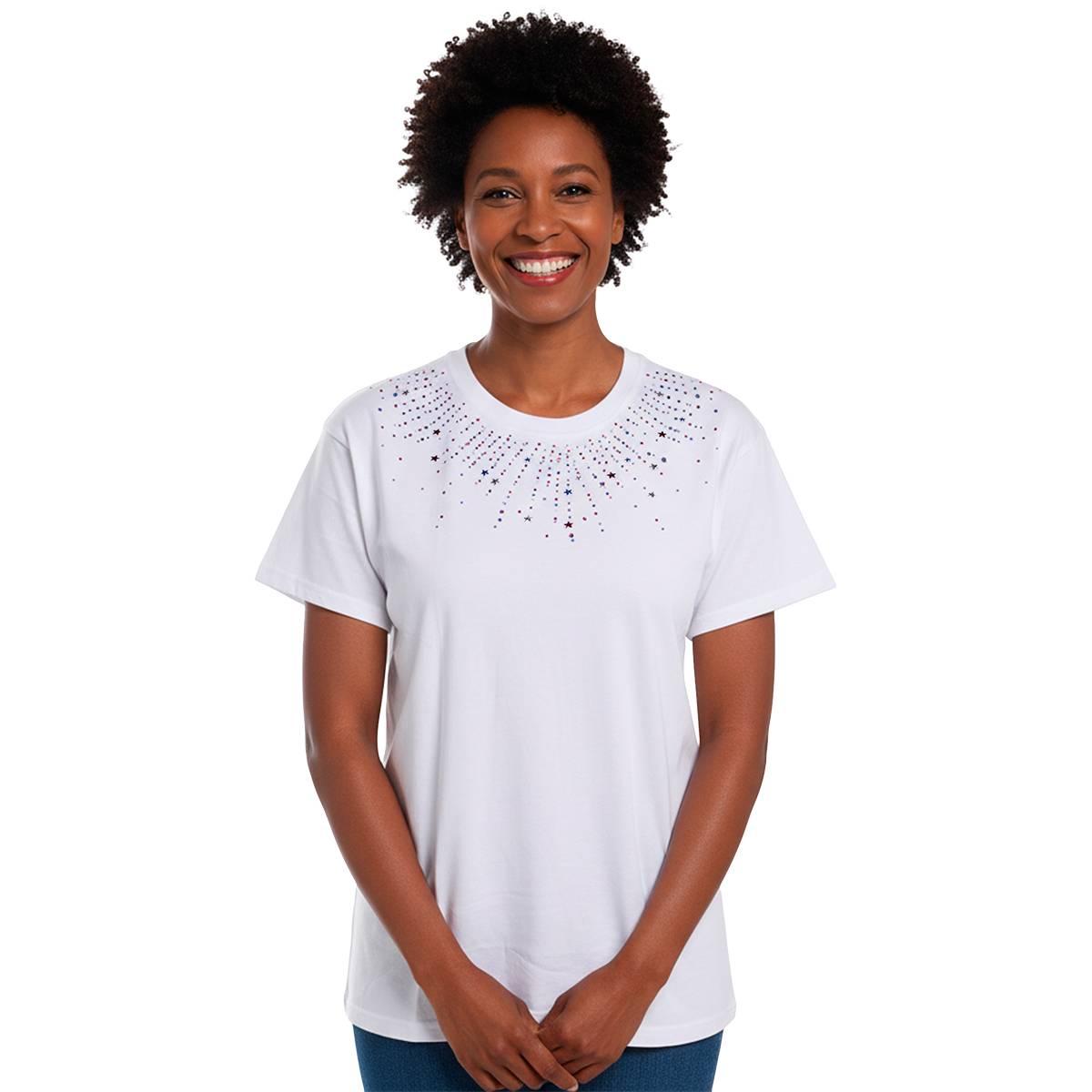 Click here for Womens Top Stitch By Morning Sun Short Sleeve Stud... prices
