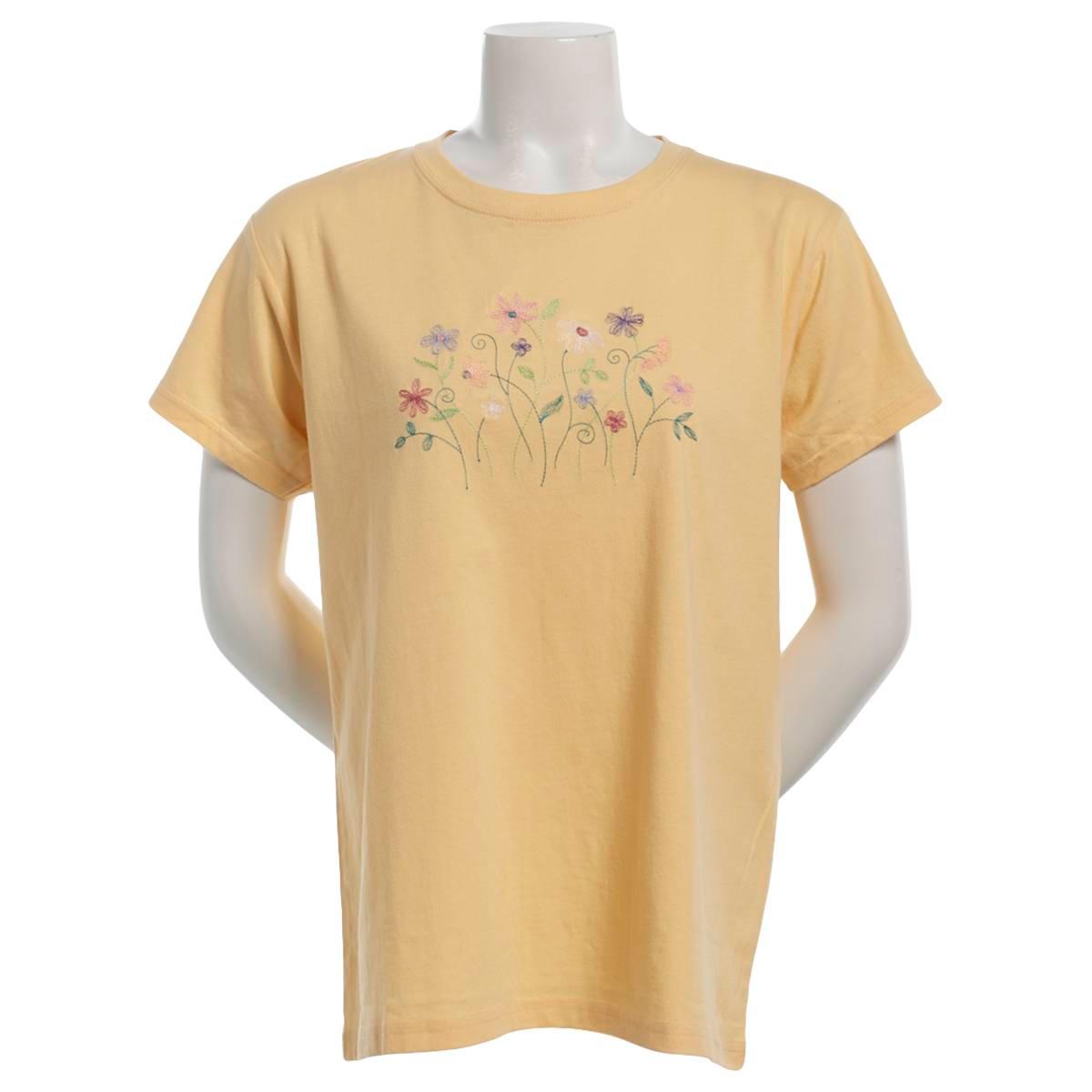 Click here for Womens Top Stitch by Morning Sun Curley Floral Tee prices