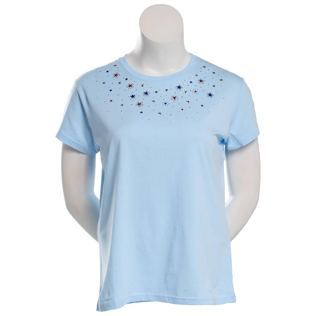 Click here for Womens Top Stitch by Morning Sun Short Sleeve Amer... prices