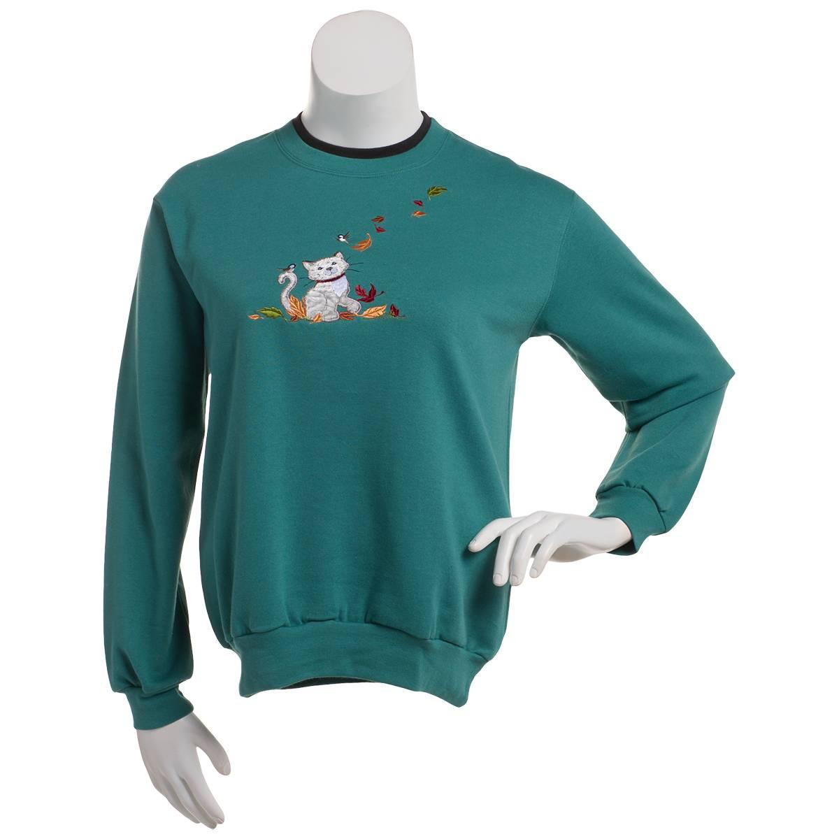 Click here for Womens Top Stitch by Morning Sun Kitty & Leaf Flee... prices