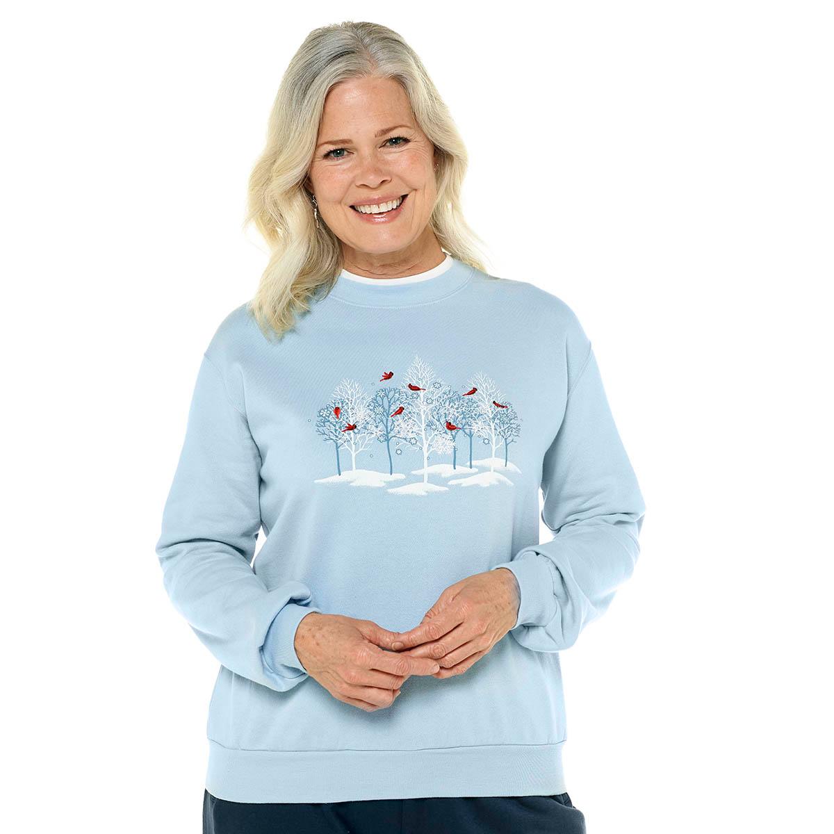 Click here for Womens Top Stitch by Morning Sun Forest Fleece Swe... prices