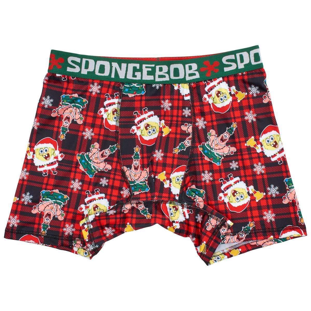 Click here for Mens Handcraft Christmas SpongeBob Plaid Boxer Bri... prices