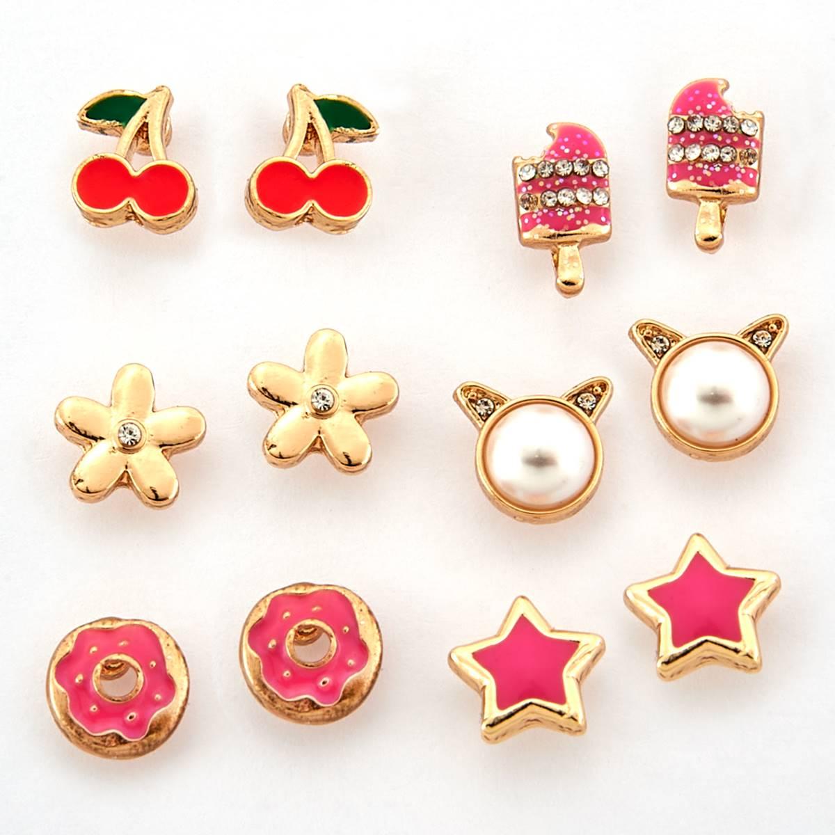 Click here for Kids Lil Ashley 6pr. Sweets & Treats Multi Stud Ea... prices