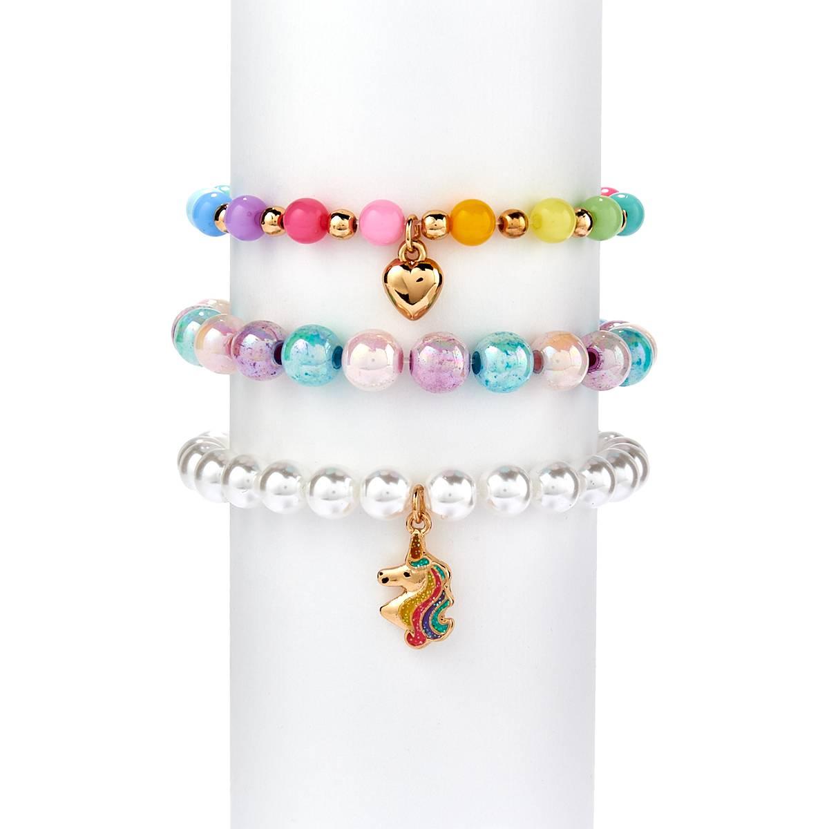 Click here for Kids Lil Ashley Set of 3 Beaded Bracelets with Gol... prices