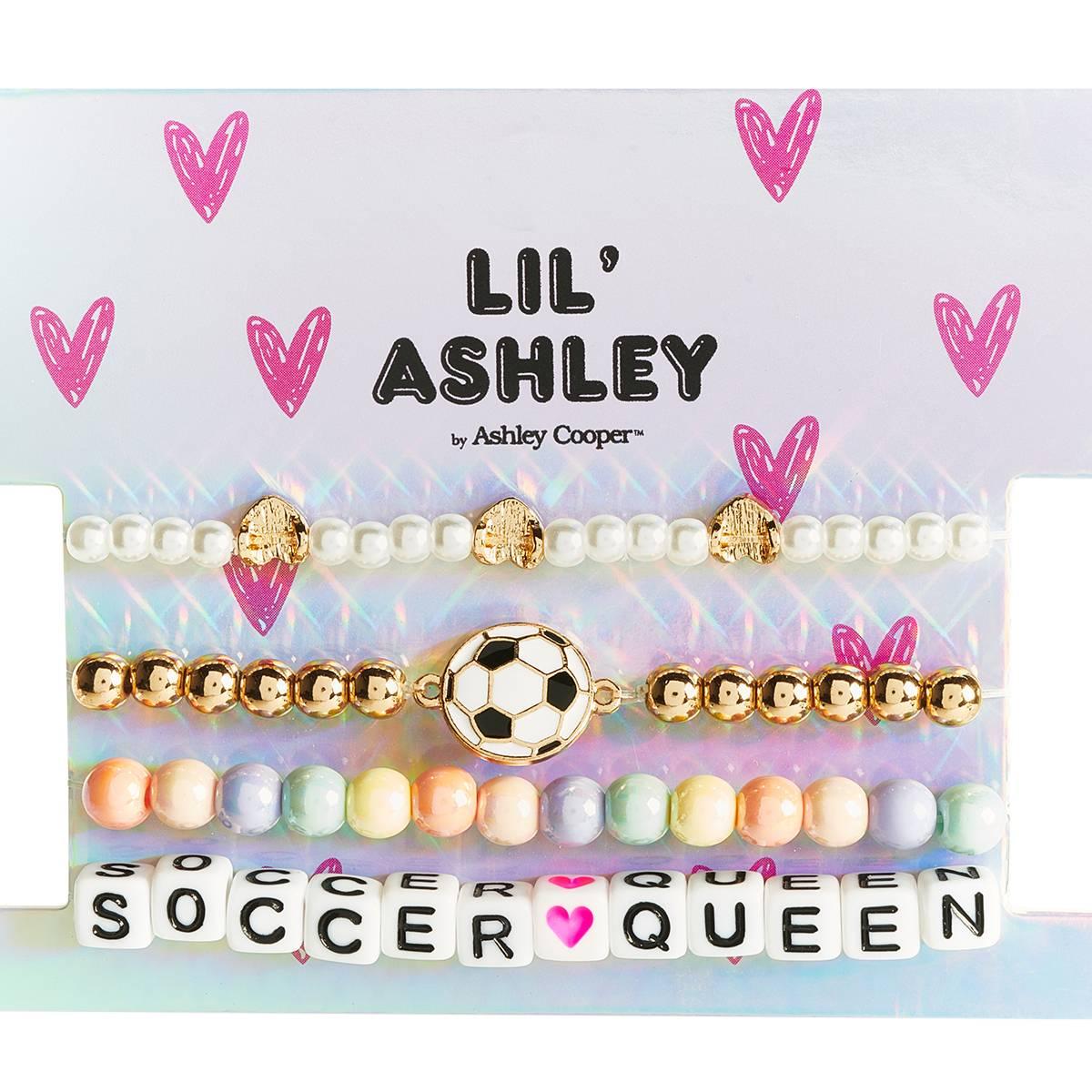 Click here for Kids Lil Ashley Pastel Bead/Pearl Hearts/Soccer Qu... prices