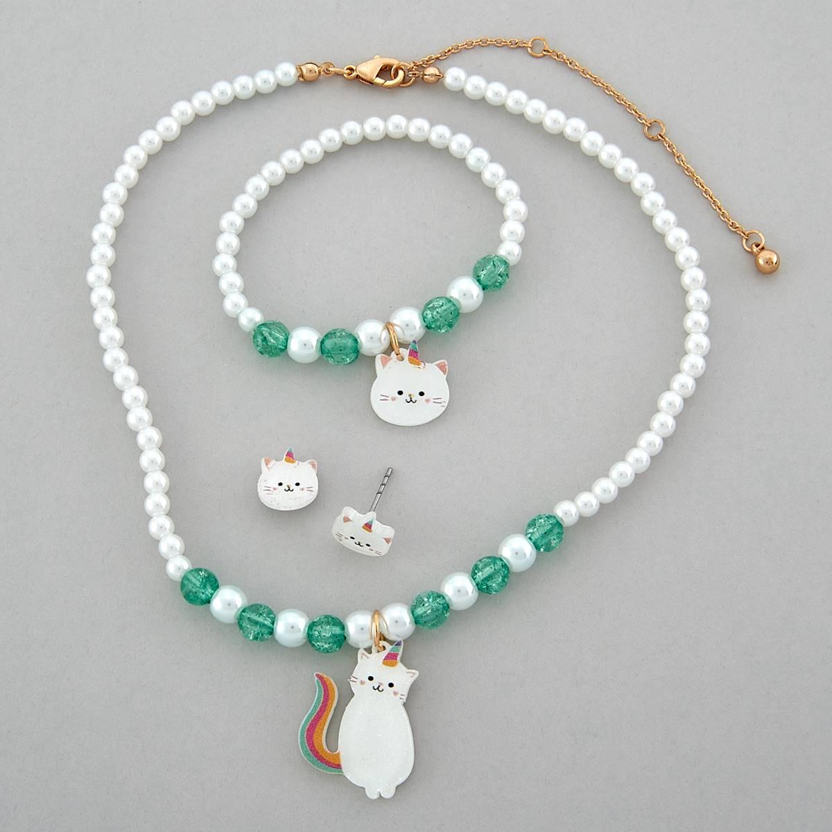 Click here for Kids Lil Ashley Cat Pendant Necklace/Bracelet & St... prices