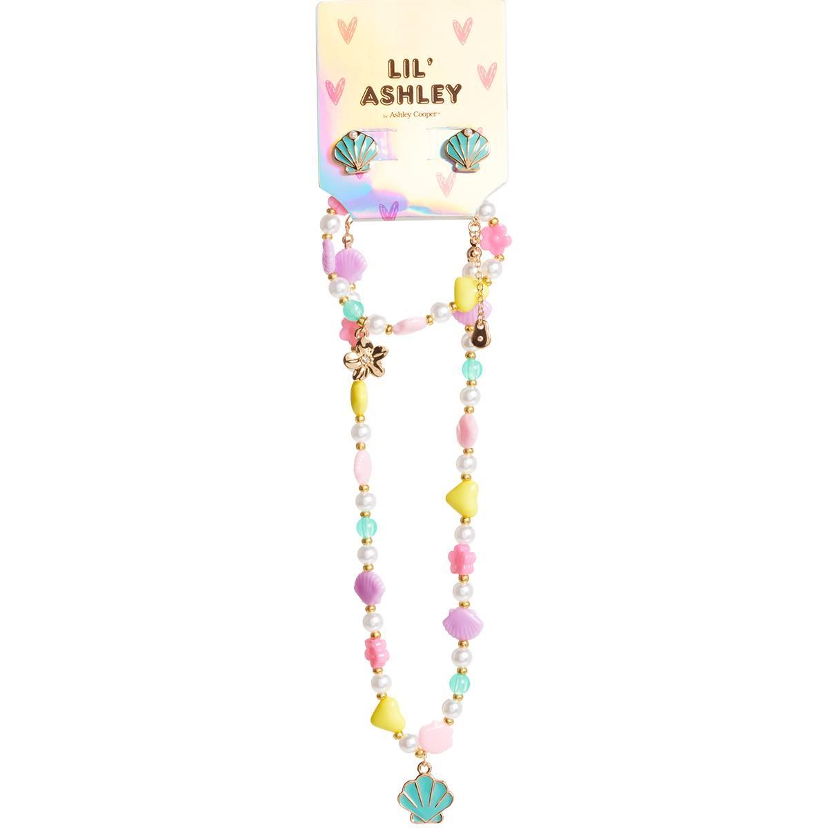 Click here for Kids Lil Ashley Beaded Shell Necklace & Earring Se... prices