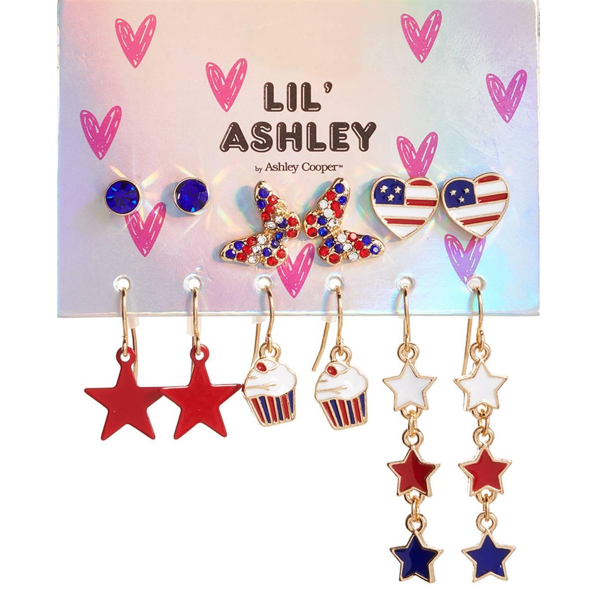 Click here for Kids Lil Ashley Patriotic Multi-Pack Earrings Set prices