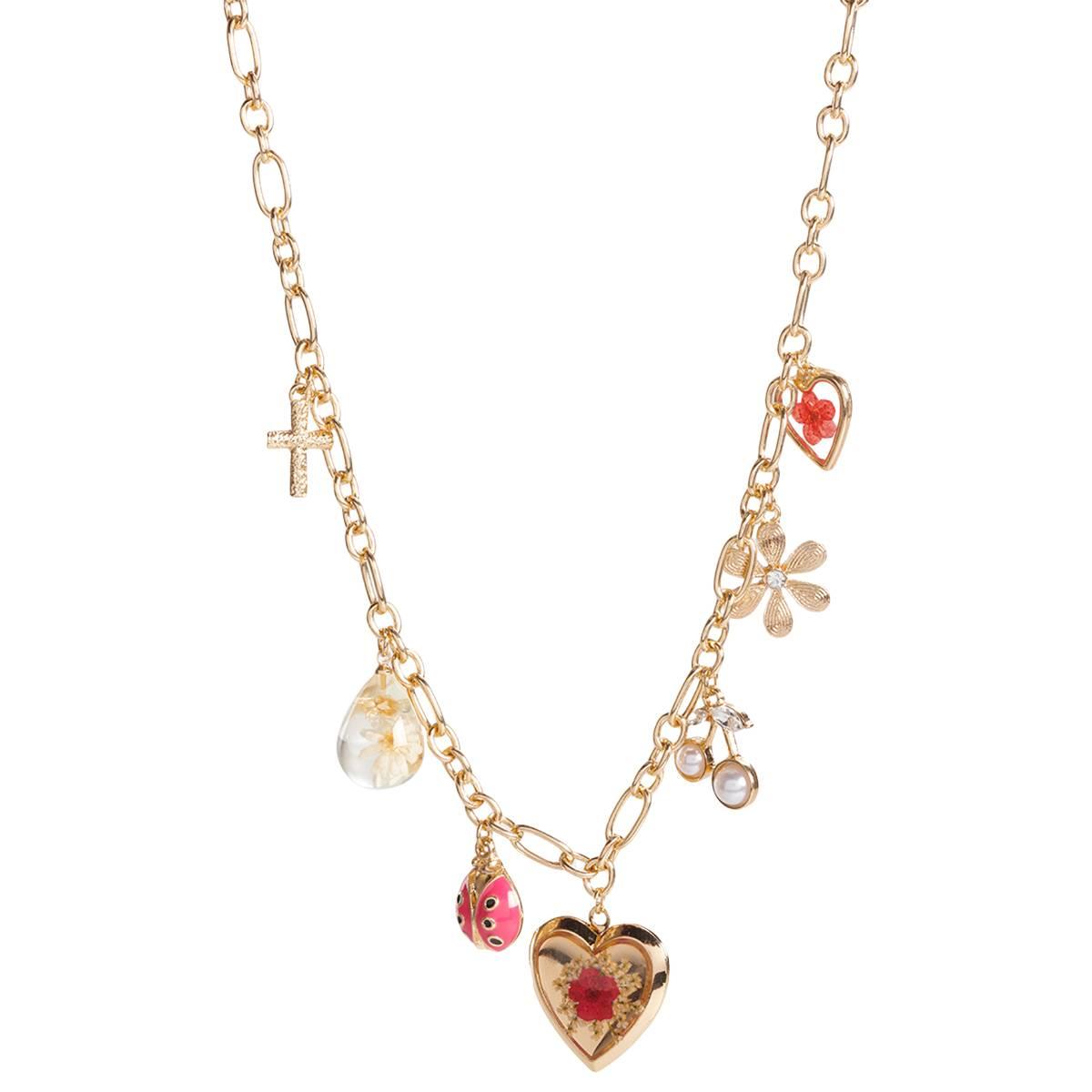 Click here for Ashley Gold-Tone Chain Necklace with Hearts/Flower... prices